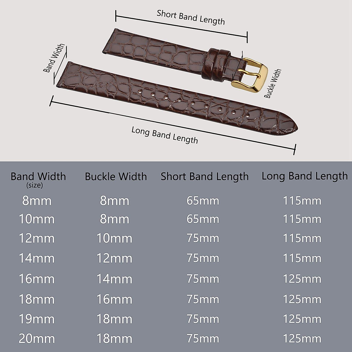 BISONSTRAP Leather Watch Straps, Soft Replacement Bands with Polished Buckle,12mm, Brown with Gold Buckle