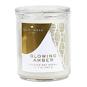 Main + Mesa Lidded Glass Candle, Glowing Amber