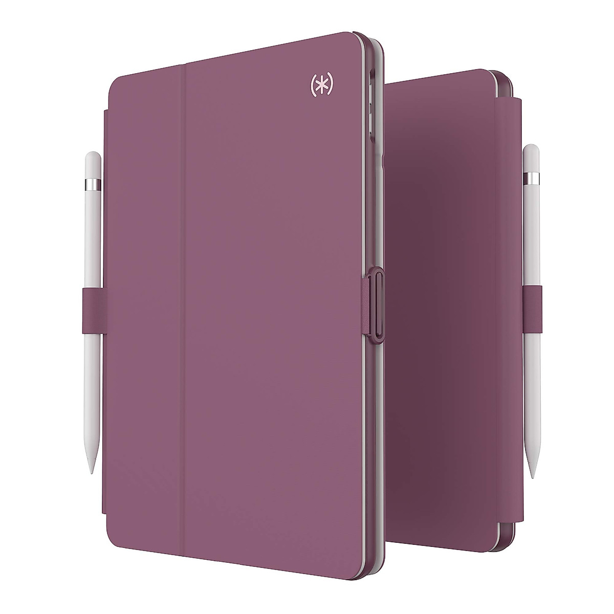 Speck Balance Folio Case for iPad 10.2 Inch (2019-2021) - Drop & Camera Protection, Slim Multi Range Stand, Apple Pencil Holder - Plumberry Purple/Crushed Purple/Crepe Pink