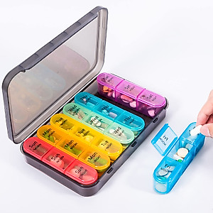 Daviky Pill Organizer 3 Times a Day, Weekly Pill Organizer 3 Times a Day, Pill Box 7 Day, Pill Cases Organizers 7 Day, Daily Pill Box Organizer, Medicine Organizer Box to Hold Vitamins and Medication