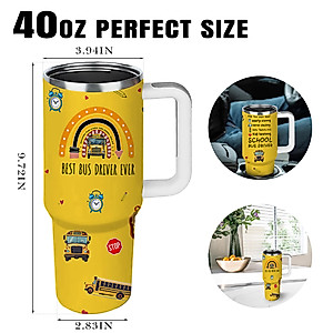 School Bus Driver Gifts - 40 Oz School Bus Driver Tumbler with Handle, School Bus Cups, Bus Driver Back to School Thank You Appreciation Gifts, School Bus Driver Christmas Birthday Retirement Gifts