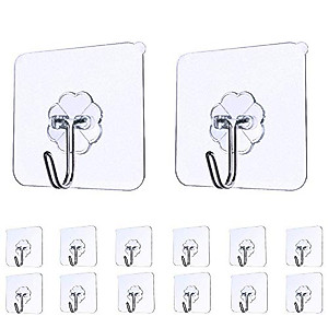 HAITSU Heavy Duty Adhesive Hooks,20packs Kitchen Wall Hooks,10kg(Max),Reusable Multi-Function Utility Hooks for Bathroom and Office,Kitchen,Transparent Seamless Door Hooks,Oilproofand rustproof