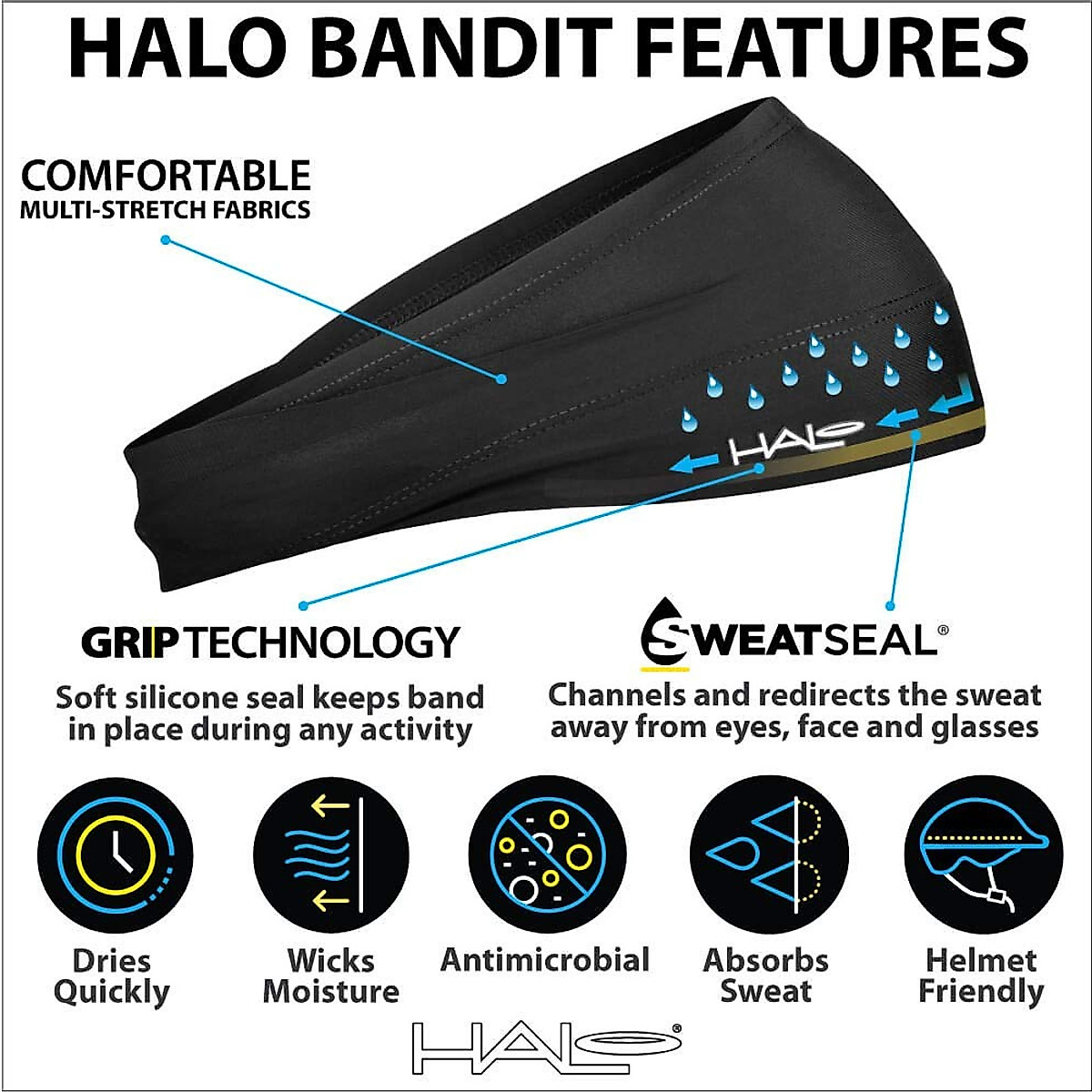 Halo Headband Bandit - Wide Pullover Sweatband for Both Women and Men, Confetti