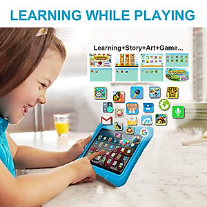 PRITOM K7 Kids Tablet, 4GB+32GB, Android 13 Toddler Tablet with WiFi, Dual Camera, Education, Games, Kids Software Pre-Installed, Parental Control, Blue
