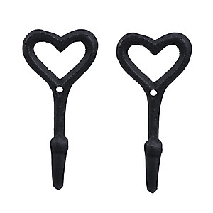 BUGUUYO 2Pcs Heart Wall Hooks Iron Decorative Coat Hooks for Hanging Coats Jackets and Accessories Stylish Wall Mounted Hooks for Home Decor and Organization