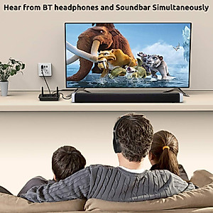1Mii Long Range Bluetooth 5.0 Dual-Link Optical Analog Bypass Mode Inputs and Outputs Transmitter Receiver for TV, Home Stereo