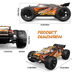 DEERC 200E 1:10 Large 3S Brushless High Speed RC Cars for Adults, 4X4 Fast RC Trucks W/Extra Shell LED Headlight, 60 KM/H, All Terrain Remote Control Car, Offroad Monster Truck for Boys,2 Battery