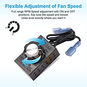 Hipoilk Full Range Rheostat Variable Speed Controller with On/Off Position, Fan Speed Control for Fireplace and Stove Blowers