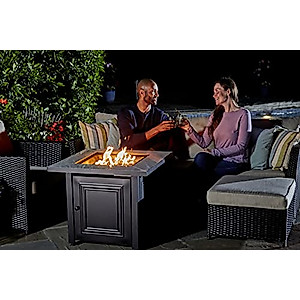 Endless Summer, The Bristol, Square 30" Outdoor Propane Fire Pit, Includes Black Fire Glass, Table Insert, & Protective Cover