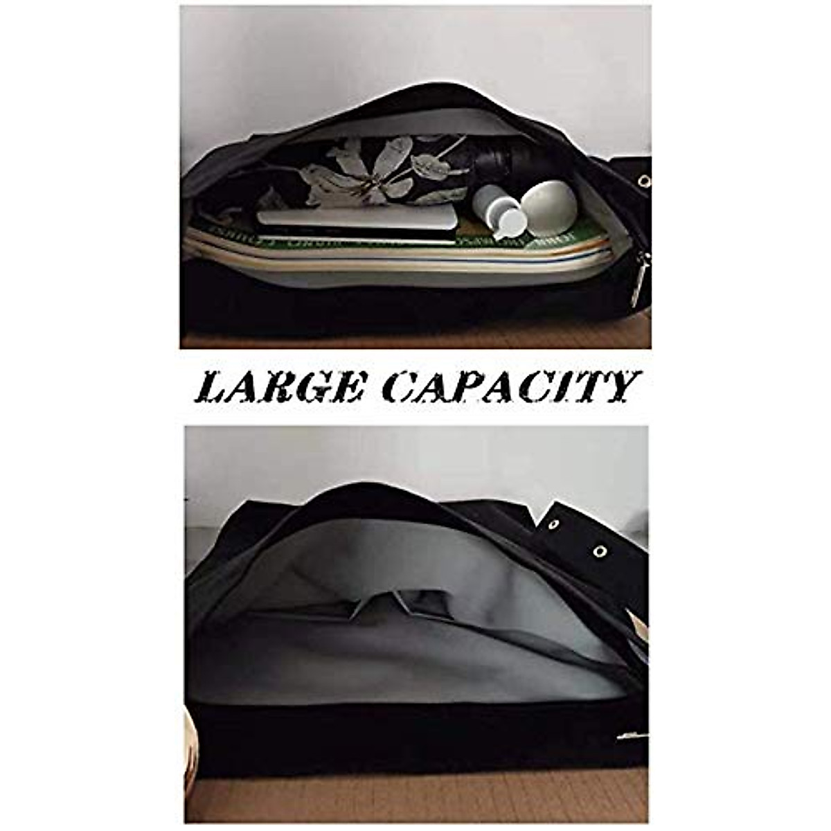 Canvas Crossbody Bag Casual Handbags Work Travel Bag Hobo Bag Shoulder Tote Purse Shopping Bag For Women Girls（Black）