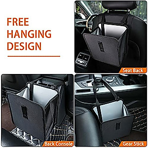 Hanging Car Trash Bag Can Premium Waterproof Litter Garbage Bag Organizer 1.85 Gallon Capacity Black Powertiger