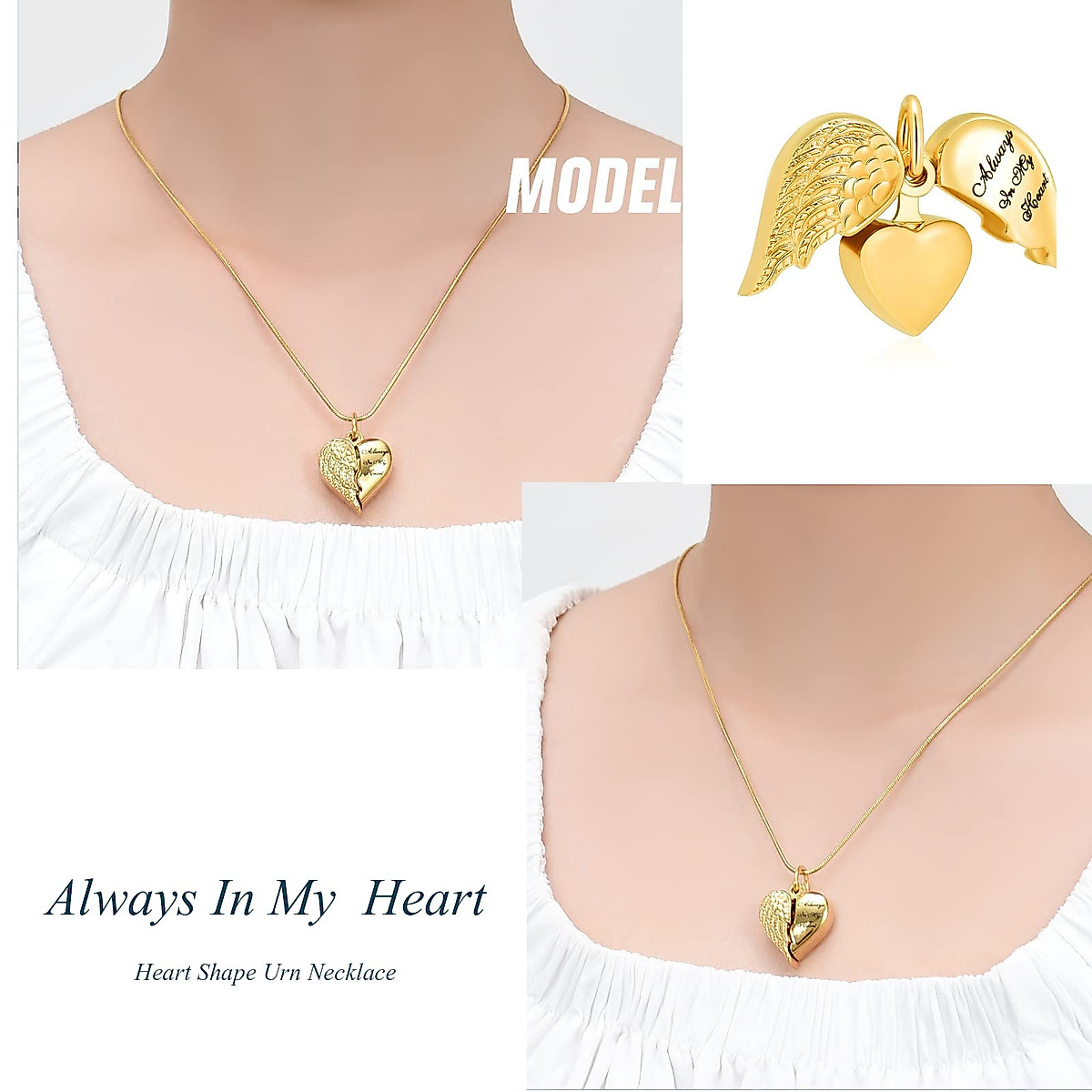 zeqingjw Always in My Heart Urn Necklace Cremation Jewelry for Ashes Pendants Memorial Lockets Keepsake Jewelry (Colorful-2)