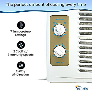 Senville 5,000 BTU Window Air Conditioner, Cools Up to 150 Sq. Ft., Easy to Use Mechanical Control, Washable Filter