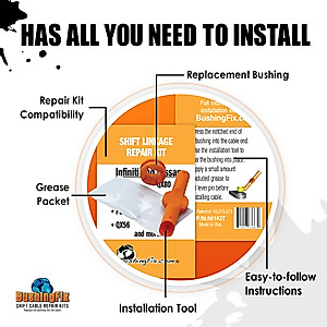 BushingFix NI1KIT - Transmission Shift Cable Bushing Repair Kit - Automatic Transmission Linkage Repair Kit, Transmission Repair Kit, Shifter Cable Bushing Fix, Shift Linkage Bushing Replacement