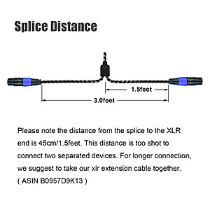 Mugteeve XLR Y Splitter 2 Female to 1 Male, 5 Feet Microphone XLR Breakout Cable Balanced Left and Right Dual Female to Single Male, Nylon Braided Heavy Duty, Noise Free, for Mixer/Speaker/MIC