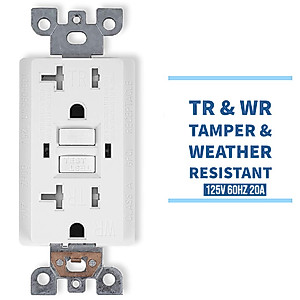 GFCI Duplex Outlet Receptacle, Tamper Resistant & Weather Resistant 20-Amp/125-Volt, Self-Test Function with LED Indicator, UL Listed, cUL Listed, Wall Plate and Screws Included, 10 Pack