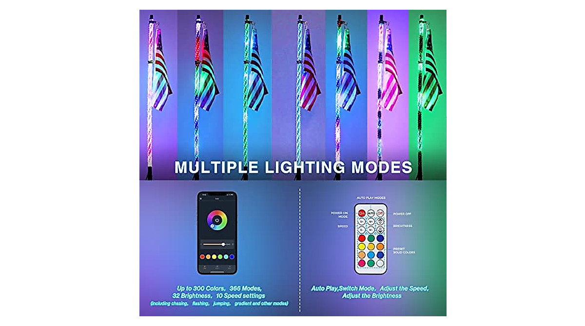 Atfoyer 4FT LED Whip Lights - Control & Durability