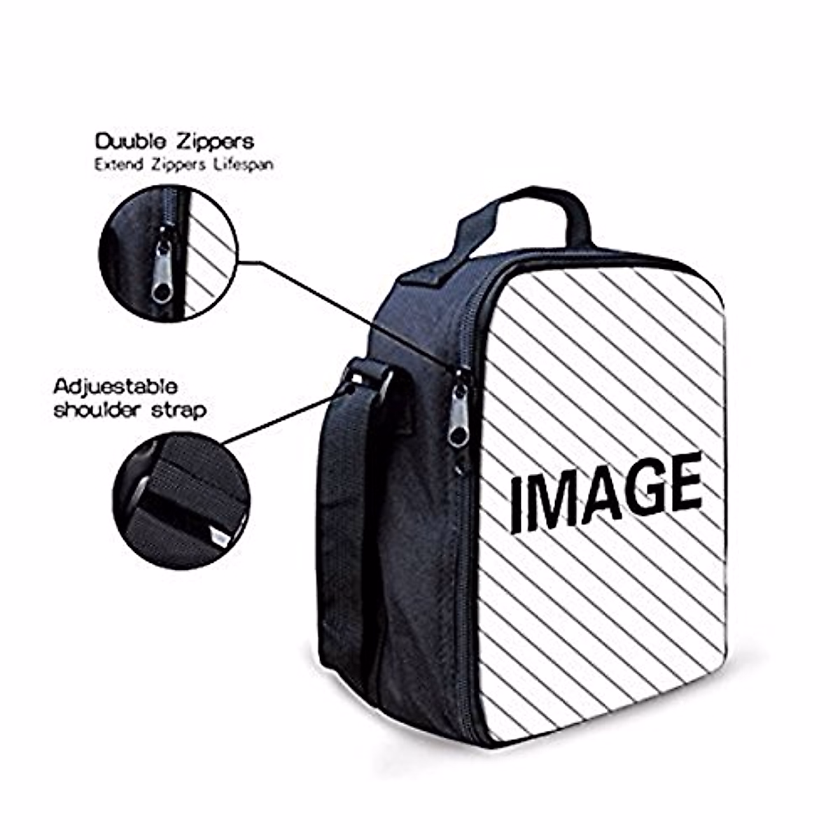 Dellukee School Lunch Bag For Kids Soft Boys Girls Adjustable Shoulder Strap Durable Handbag Tote Bag Reusable Insulated Lunch Box With Zipper Starry Sky Wolf Print