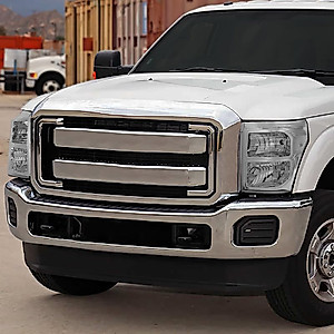 DNA MOTORING HL-OH-FSU13-CH-CL1 Chrome Housing Headlights Replacement Compatible with 11-16 F-250 / F-350 / F-450 / F-550 Super Duty