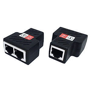 CERRXIAN RJ45 Splitter Adapter, RJ45 Female to 2 Female Splitter Coupler LAN Ethernet Network 1 to 2 Adapter (2-Pack)