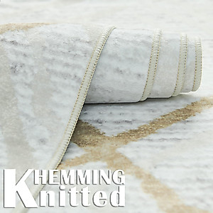 jinchan Area Rug 8x10 Modern Washable Rug Abstract Rug Geometric Grid Non Slip Accent Rug Thin Rug Indoor Floor Cover Beige Lines Contemporary Soft Rug Carpet Kitchen Living Room Bedroom Dining Room