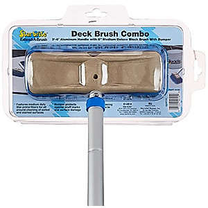 STAR BRITE Deluxe Telescoping Deck Brush Kit - Extendable Aircraft-Grade Aluminum Handle, Medium Multipurpose Bristles, Floats if Dropped, Ergonomic Design, Multi-Surface Cleaning - Blue (040192)