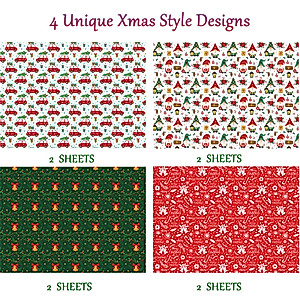 RiukRaiu Christmas Wrapping Paper For Kids Men Women Gift's.Xmas Design-Gift Wrap Contain Tree Car Snowflake Gnome Small Bell&Merry Christmas Font.8 Sheets 20 X 29 Inch, Folded Flat Not Roll…