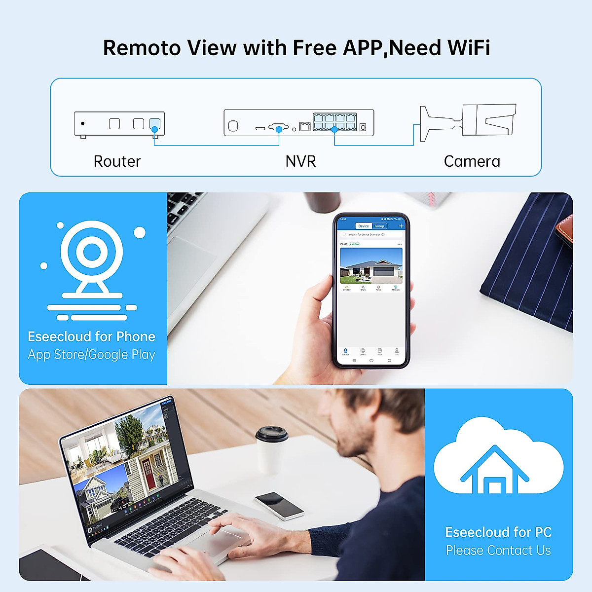5MP PoE CCTV Cameras Security System with AUDIO 1TB Hard Drive, SMONET 8CH Home Surveillance NVR Kits, Clearer Than DVR, 4pcs Wired Indoor Outdoor IP Cameras AI Human Detection Night Vision,Free APP