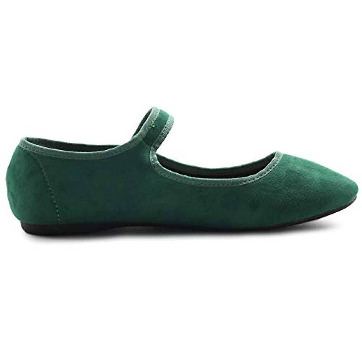 Ollio Women's Shoes Faux Suede Casual Mary Jane Light Ballet Flats F56SU (6.5 B(M) US, Green)