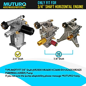 MUTURQ 3/4" Shaft Horizontal Pressure Washer Pump, Easy Adjust 2500-3000 PSI, 2.5 GPM, OEM Replacement Pump for Simpson, Honda GC 160, Homelite, and Most Power Washer