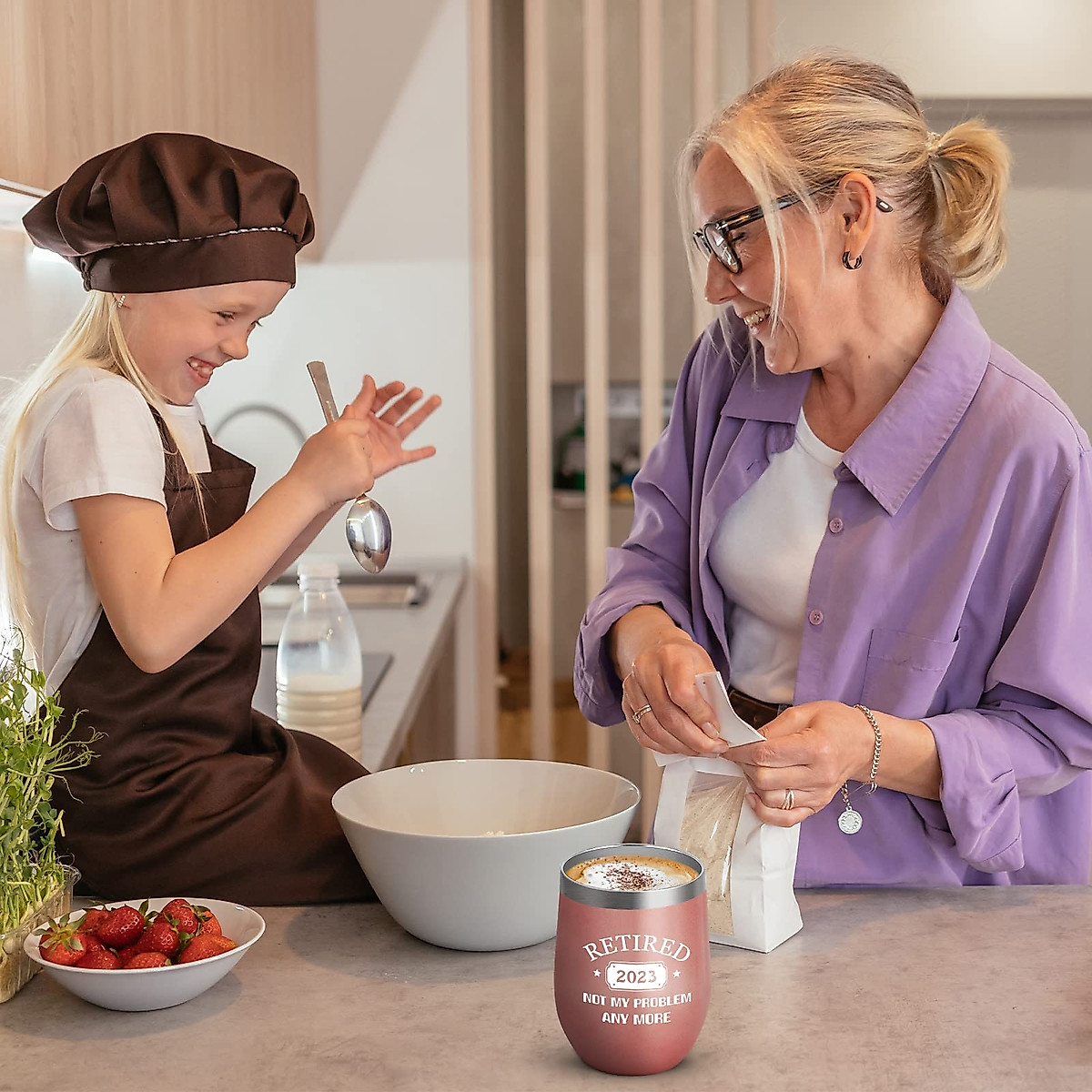 Gtmileo 2023 Retirement Gifts for Women, Retired 2023 Not My Problem Stainless Steel Insulated Wine Tumbler, Retirement Gifts for Office Friend Coworkers Teacher Sister Mom Grandma(12oz, Rose Gold)