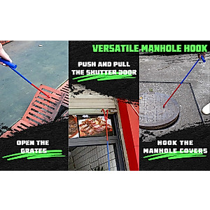 AUTOSwpozo Lifting Hook, 32" Solid Steel Chrome Plated Manhole Cover Hook, Heavy Duty Single Hook for Lifting and Moving, Large Handle Utility Handy Hook Lifting Tool (Single Hook)