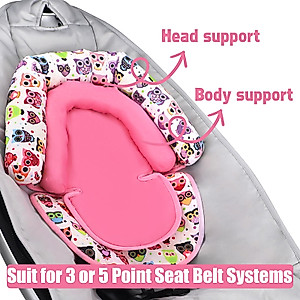 KAKIBLIN Toddler Head Support for Car Seat, Infant Car Seat Insert, Baby Soft Neck and Body Support Pillow for Carseat, Pink