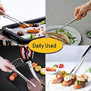 JETKONG 2 Pcs 12-Inch Kitchen Tweezers Fine Tweezer Tongs, Extra-Long Stainless Steel Cooking Tweezers (Silver)