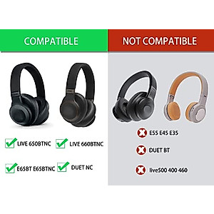 Live 650 BTNC E65BTNC Ear Cushion, Replacement Ear Pads Compatible with JBL E65 E65BTNC / Duet NC / Live 650BTNC Live 660 BTNC Headphones (650 Fabric Mesh)
