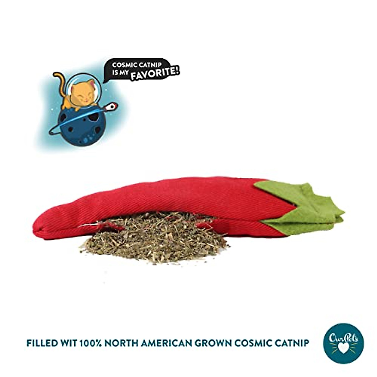 Cosmic OurPets 100-Percent North American Catnip Filled Chili Cat Toy-Hot Stuff (Interactive Cat Toy, Catnip Toys for Cats, Cat Chew Toy, Catnip Toys)