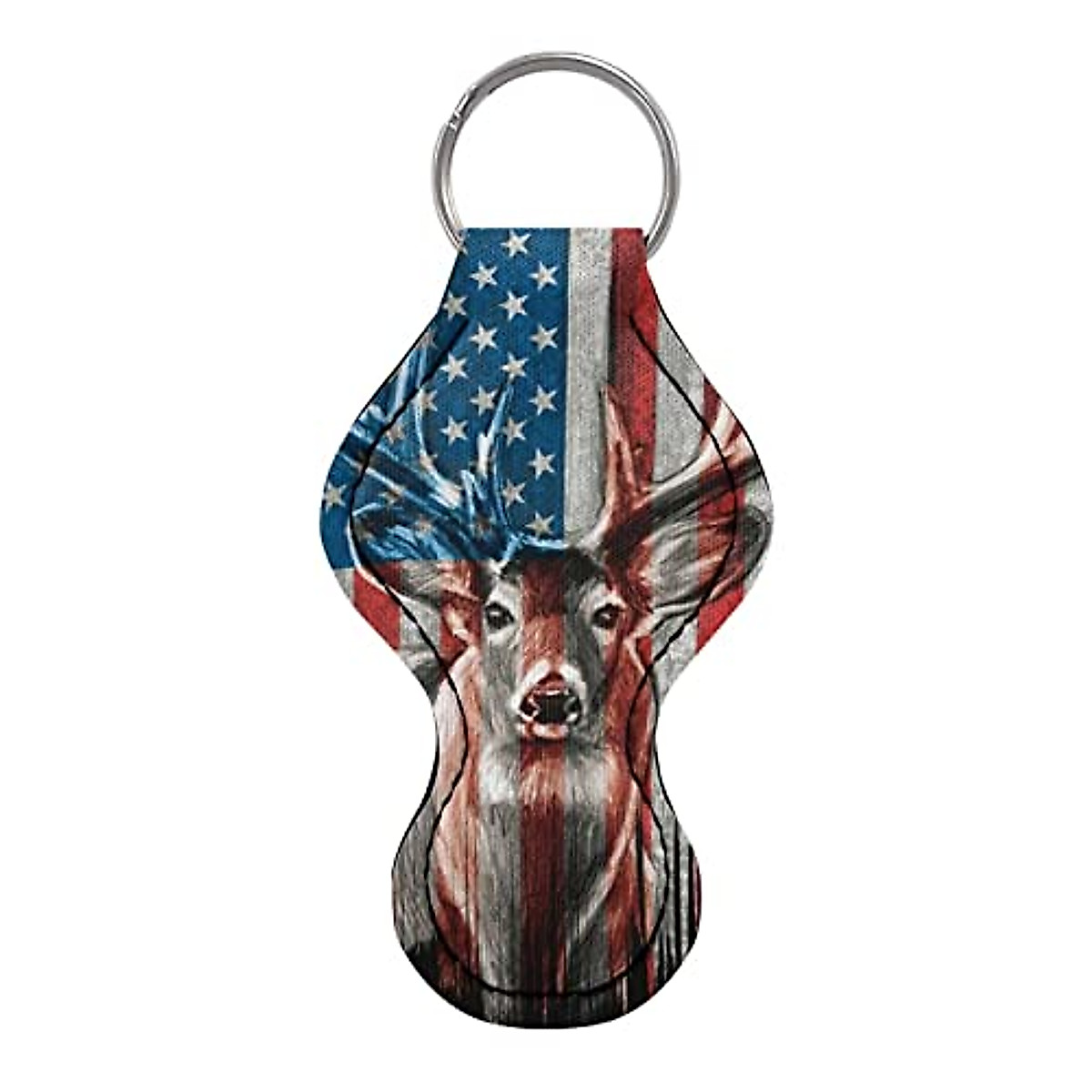BYCHECAR Deer Chapstick Holder Key Chain for Kids Girls Men American Flag Chapsticks Keychain Lip Balm Lipgloss Lipstick Holder Keychains Women Stocking Stuffers Lippy Clip
