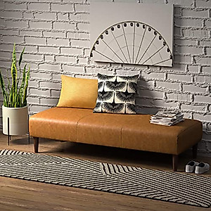 Amazon Brand – Rivet Ava Mid-Century Modern Leather Ottoman Bench, 63.4"W x 15.7"H, Caramel
