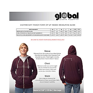 Global Blank Slim-Fit French Terry Sweatshirts for Men and Women, Lightweight Zip-Up Hoodie, Olive, XS