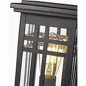 zeyu Exterior Post Light, Outdoor Pole Lantern Pillar Light Fixture with Clear Glass Shade and Black Finish, 20068-P BK