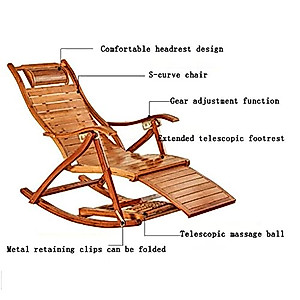 Lounge Chair, Lounge Chair Camping Chairs Garden Loungers Folding Chair Bamboo Rocking Chair Patio Garden Chair Outdoor Leisure Sun Lounger Folding Beach Chair Recliner