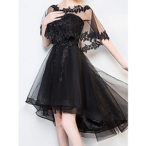 MisShow Women's Lace Appliques Shawls Wedding Bridal Cape Shoulder Covers Bolero,Black