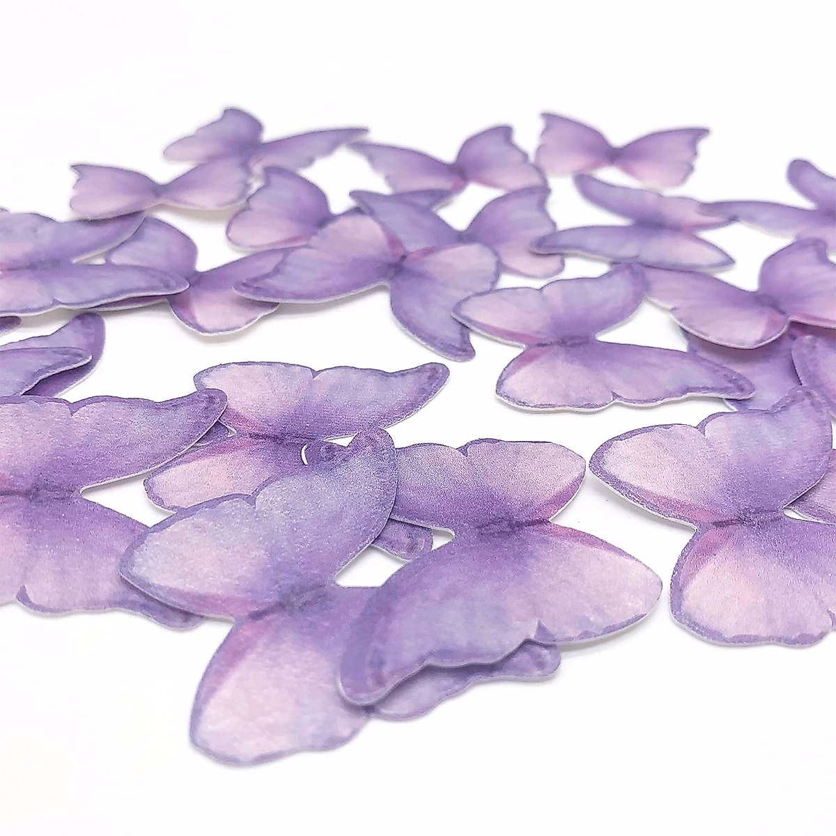 GEORLD Edible Wafer Paper Butterflies Set of 48 Purple Cake Decorations, Cupcake Topper