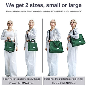 UERRUAM Corduroy Tote Bag for Women Work Crossbody Purse for Everyday,College,Travel,Lightweight Handbag Adjustable Strap,Small,Green