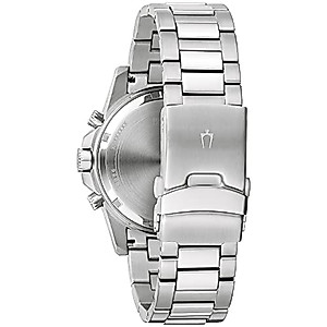 Bulova Men’s Marine Star 6-Hand Quartz Chronograph Stainless Steel Watch, Blue Dial, Tachymeter, 100M Water Resistant (Model: 96B174)