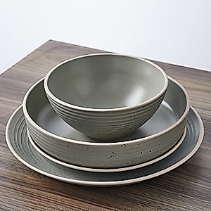 Stone Lain Lauren Stoneware Dinnerware Set, 16-Piece Service for 4, Green