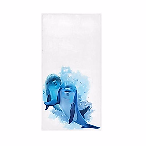 Hand Towels Bath Towels for Bathroom Washcloths Face Cloths Cotton Dolphin Watercolor Decorative Absorbent Soft 30x15in