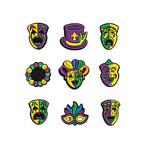 27 PCS Mardi Gras Croc Charms Fit for Clog Sandals Slippers, Mardi Gras Decorations Cute Croc Charms Mardi Gras Decor Mardi Gras Mask Favor Birthday Party Mardi Gras Gifts for Kids Men Women