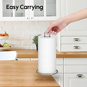 JtEoss Paper Towel Holder Countertop, Kitchen Paper Towels Holder Stand for Kitchen Organization and Storage, Stainless Steel Paper Towel Roll Holder with Non-Slip Base for One- Handed Tear(Silver)