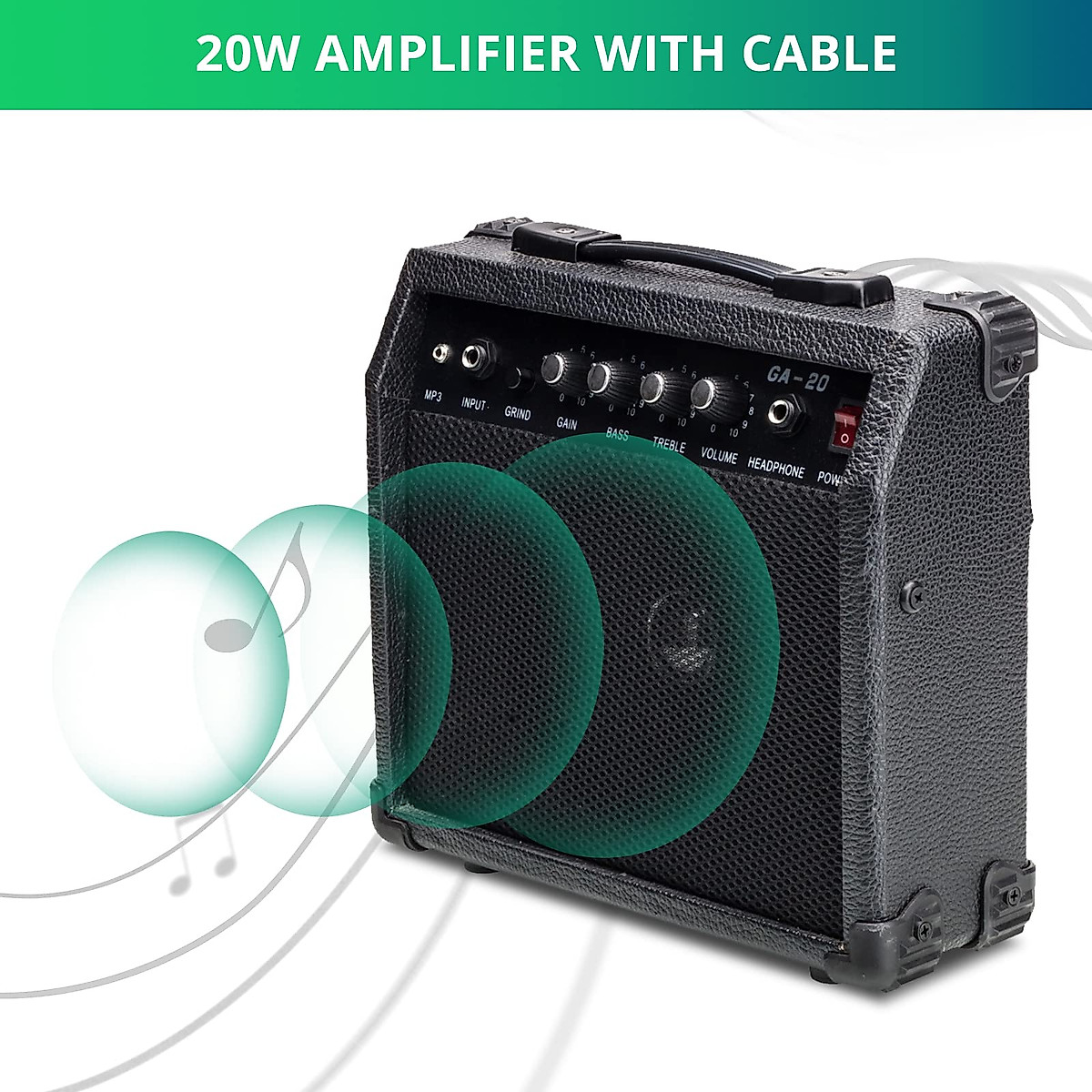 Ktaxon 39 Inch Electric Guitar Kit, Full-Size Beginner Solid Body SSS Pickups Guitar Kit with Gig Bag, 20W Amplifier, Strap, Tremolo Bar, & Cable